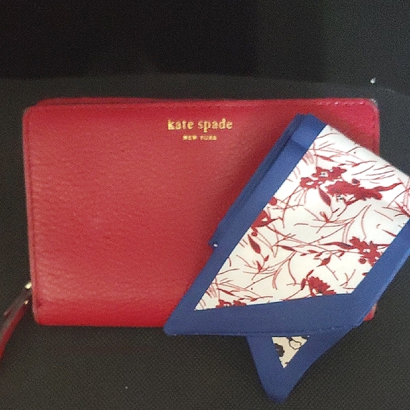 kate spade | Accessories | Kate Spade Red 3 Compartment Wallet With ...